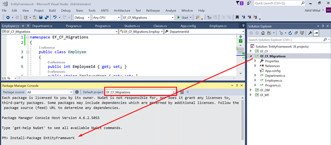 Code First Approach And Code First Migrations In Entity Framework